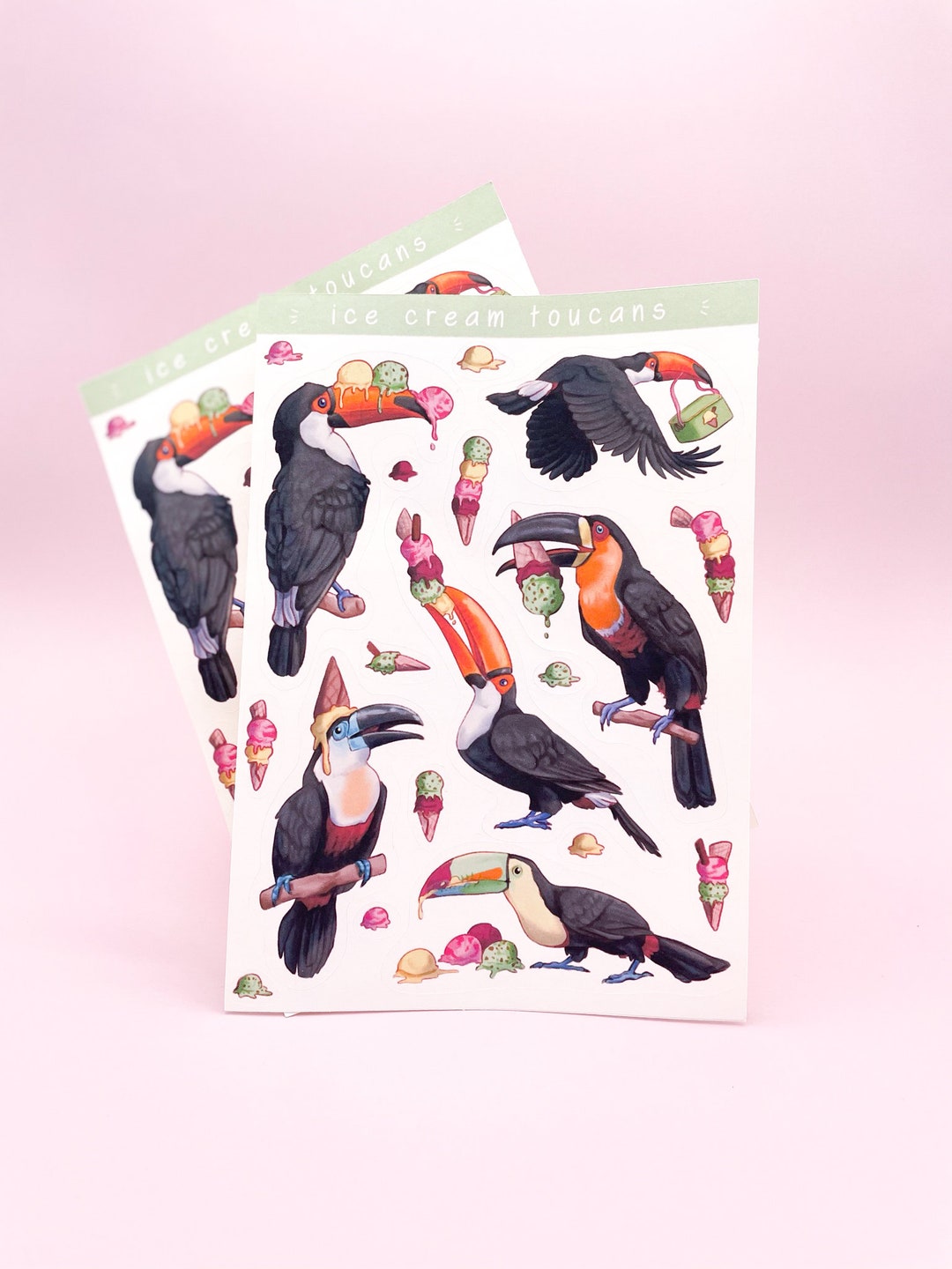 Ice Cream Toucan Sticker Sheet Bright Tropical Toucans - Etsy
