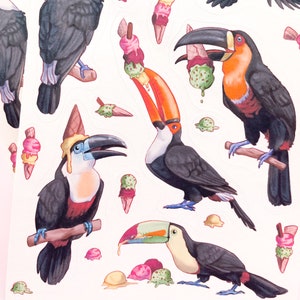 Ice Cream Toucan Sticker Sheet Bright Tropical Toucans - Etsy