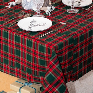 Traditional Tartan Tablecloth, Square Christmas Tablecloth, Festive ...