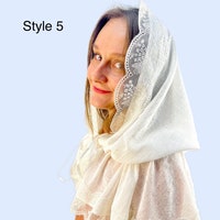 Beige Lace Church Veil: Christian Head Covering, Orthodox Mantilla ...