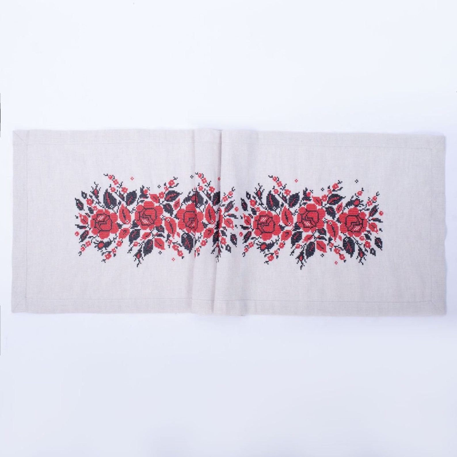 Embroidered Floral Linen Napkin, Fabric Napkins With Roses ...