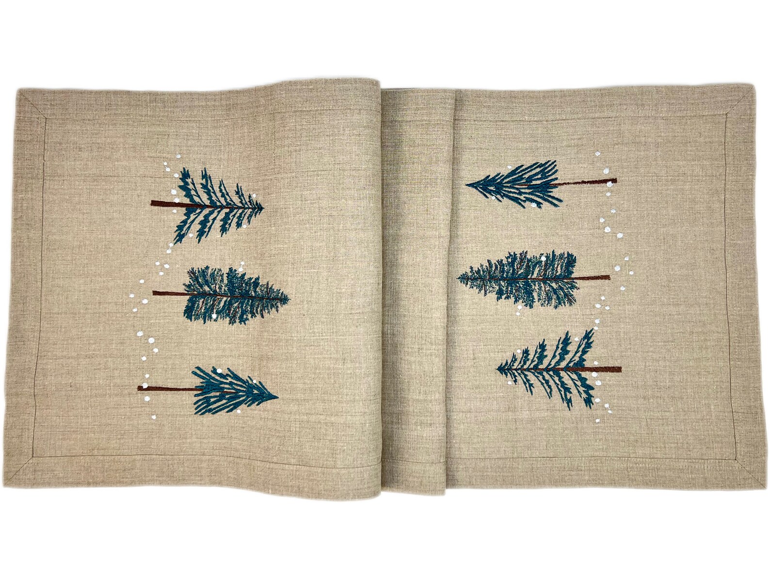 Embroidered Winter Table Runner, Christmas Table Runner With Pine Tree ...