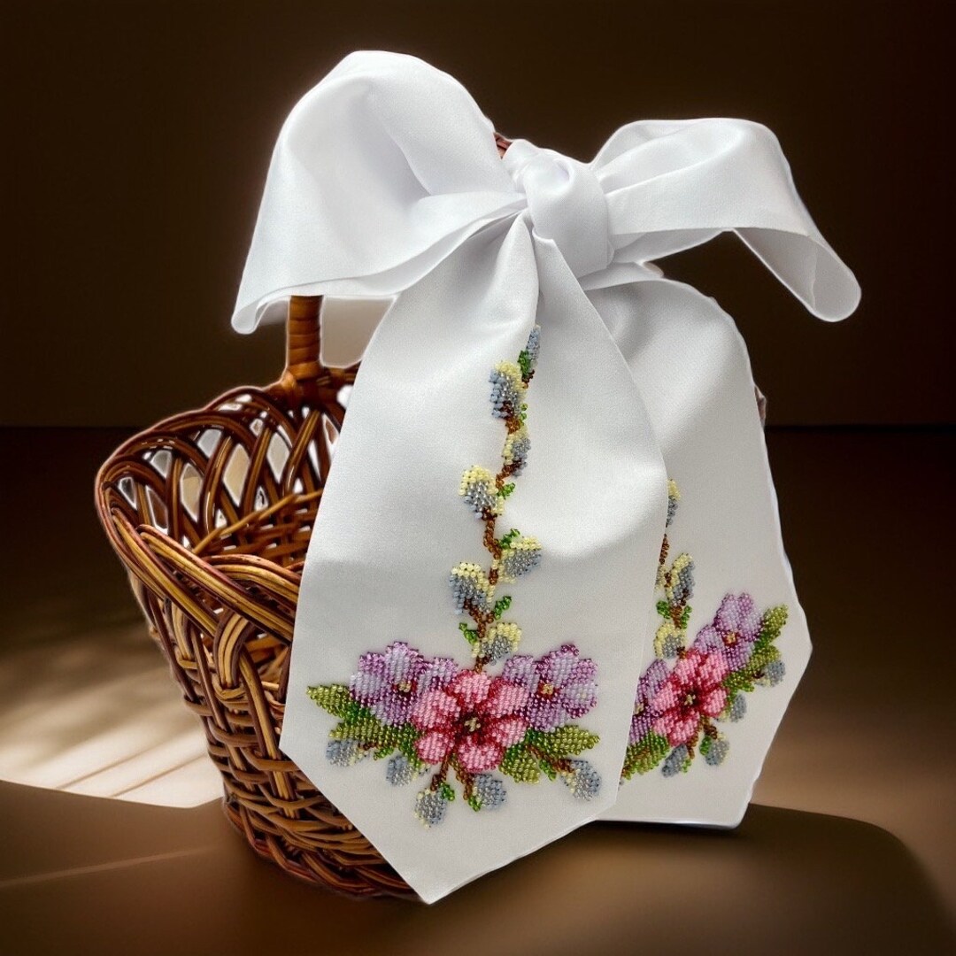 Handmade Embroidered Easter Basket Bow, Ukrainian Floral Ribbon - Etsy