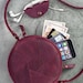 Round Maroon Leather Crossbody Bag, Leather Small Bag, Women's Boho ...