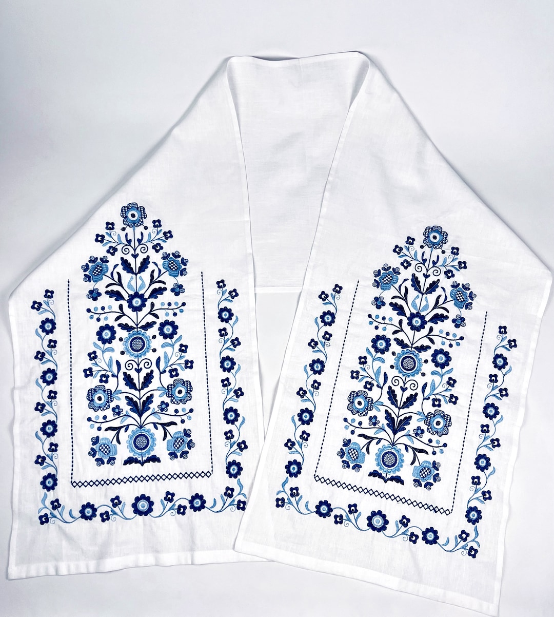 Blue Embroidered Linen Rushnyk, Wedding Blue Rushnyk Ukrainian ...