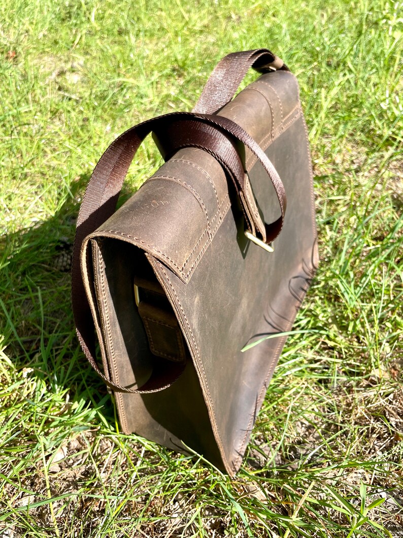 Handmade Leather Cross-body Laptop Bag, Office Handbag Briefcase ...