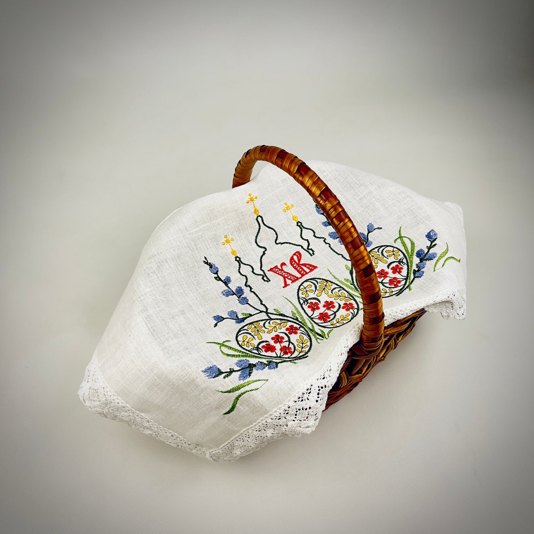 Linen Ester Towel, Embroidered Easter Napkin Ukraine, Pascha Basket ...