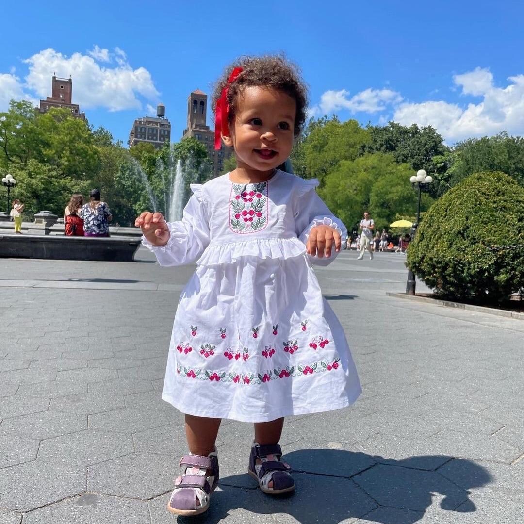 Baby Girl Embroidered Dress With Bloomers, White Long Sleeve Outfit ...