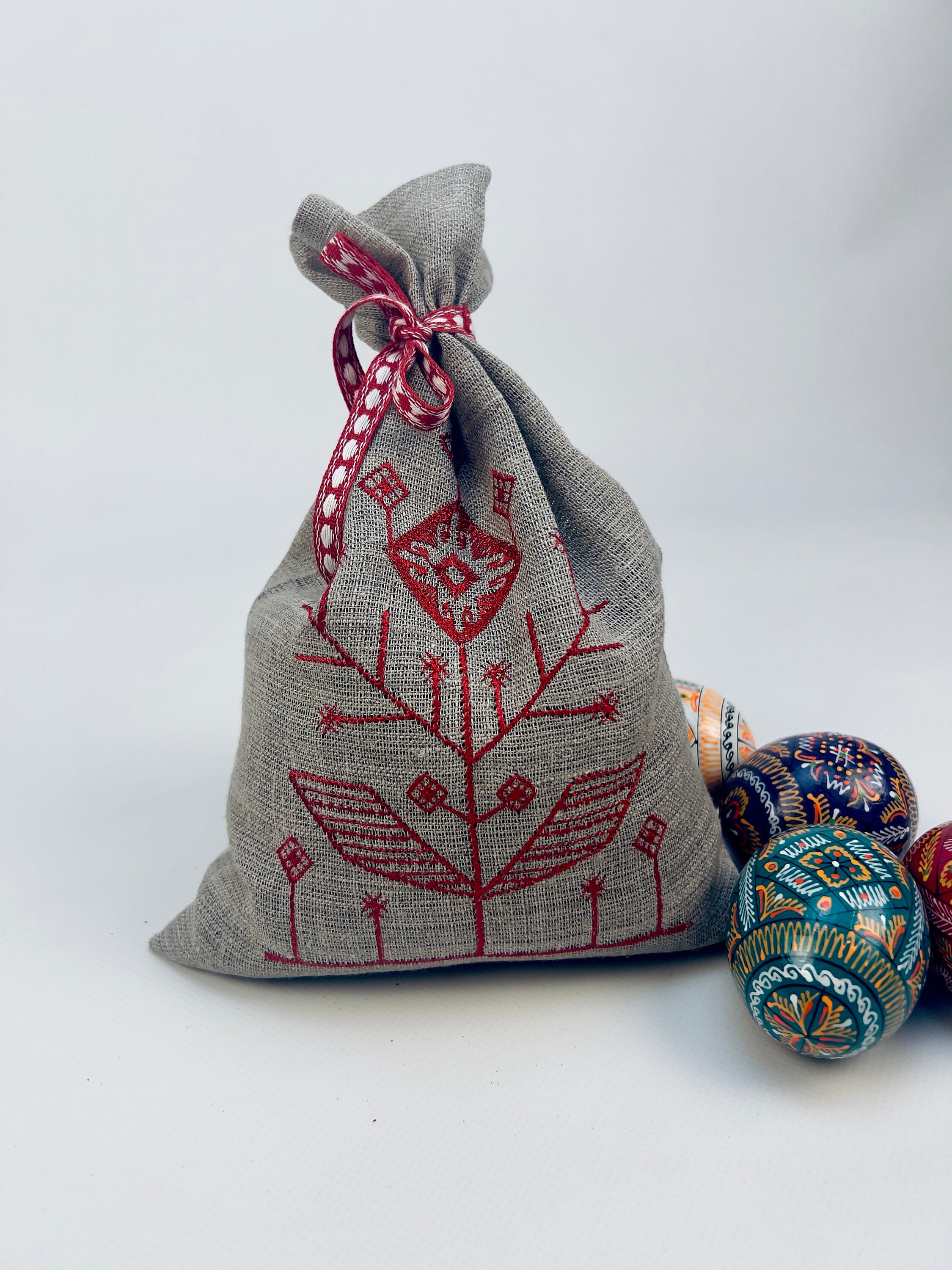 Hemp Pouch With Lavender Embroidery Gift Storage Bag Easter - Etsy