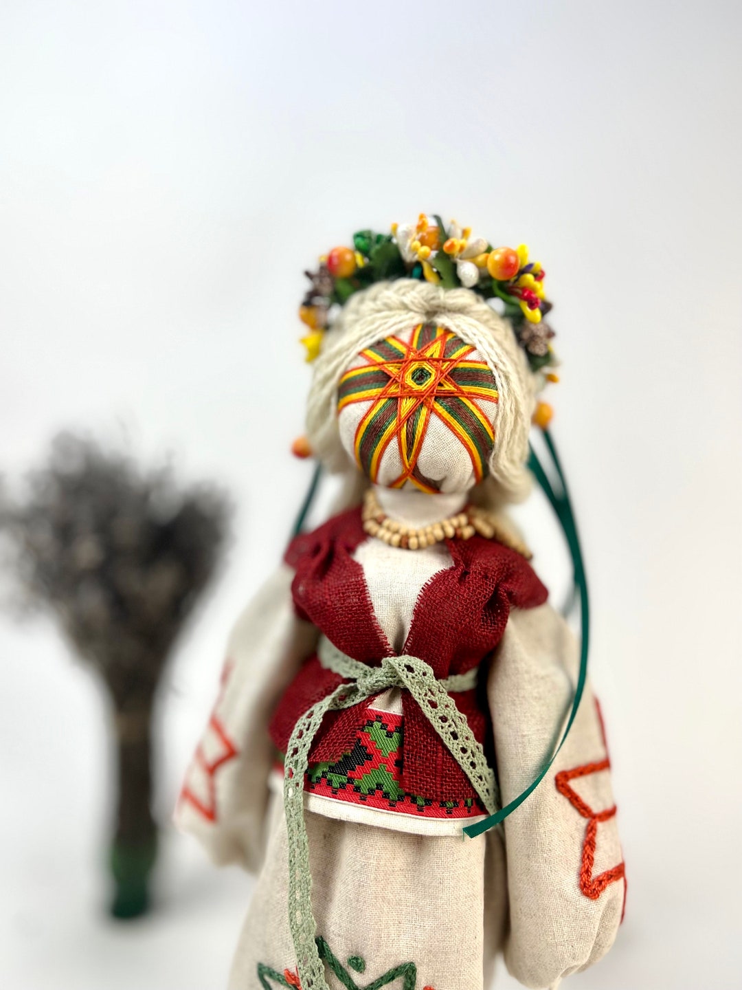 Handmade Ukrainian Motanka Doll With Embroidered Face and Traditional ...