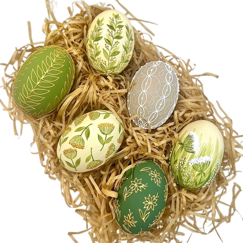 Set of 6 Wooden Easter Eggs, Ukraine Handmade Eggs Set, Hand Painted ...