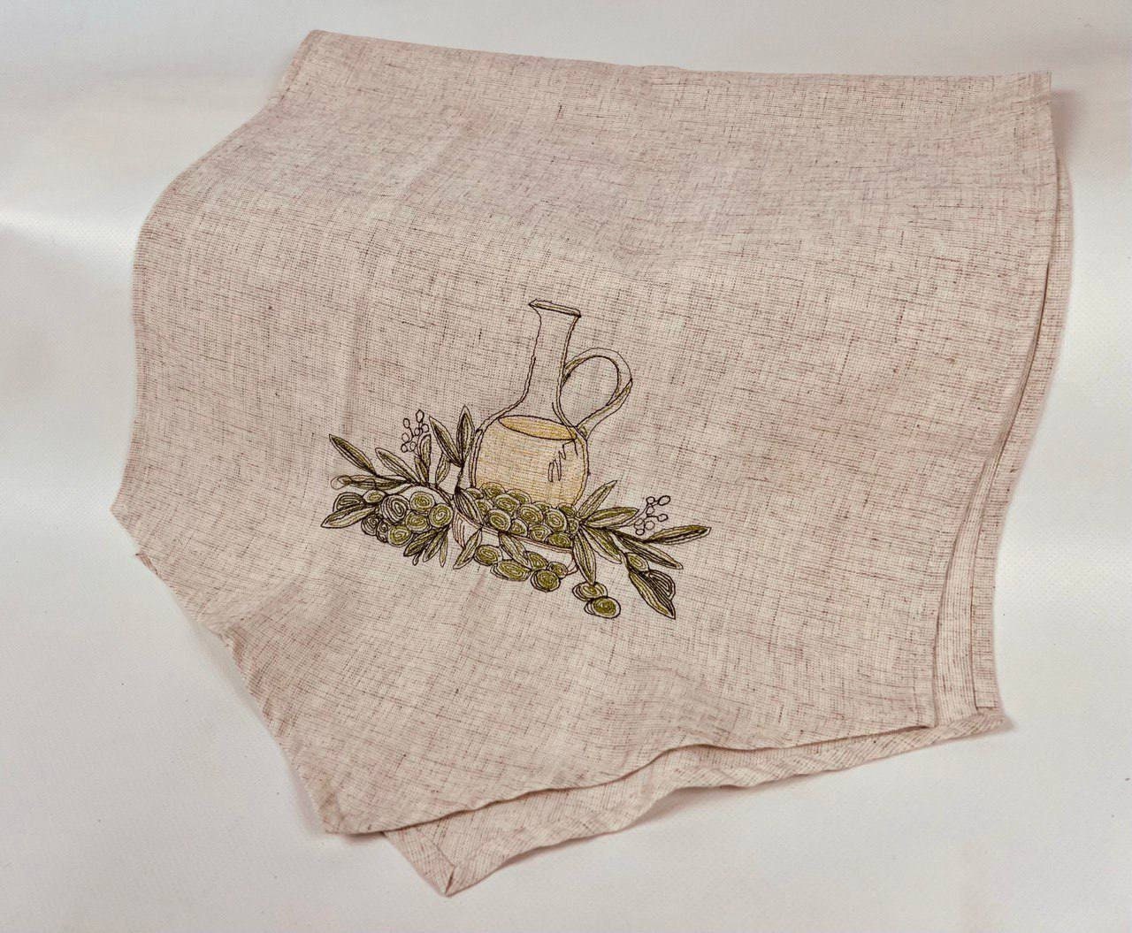 Linen Beige Runner With Greek Embroidery, Italian Linen Table Runner ...
