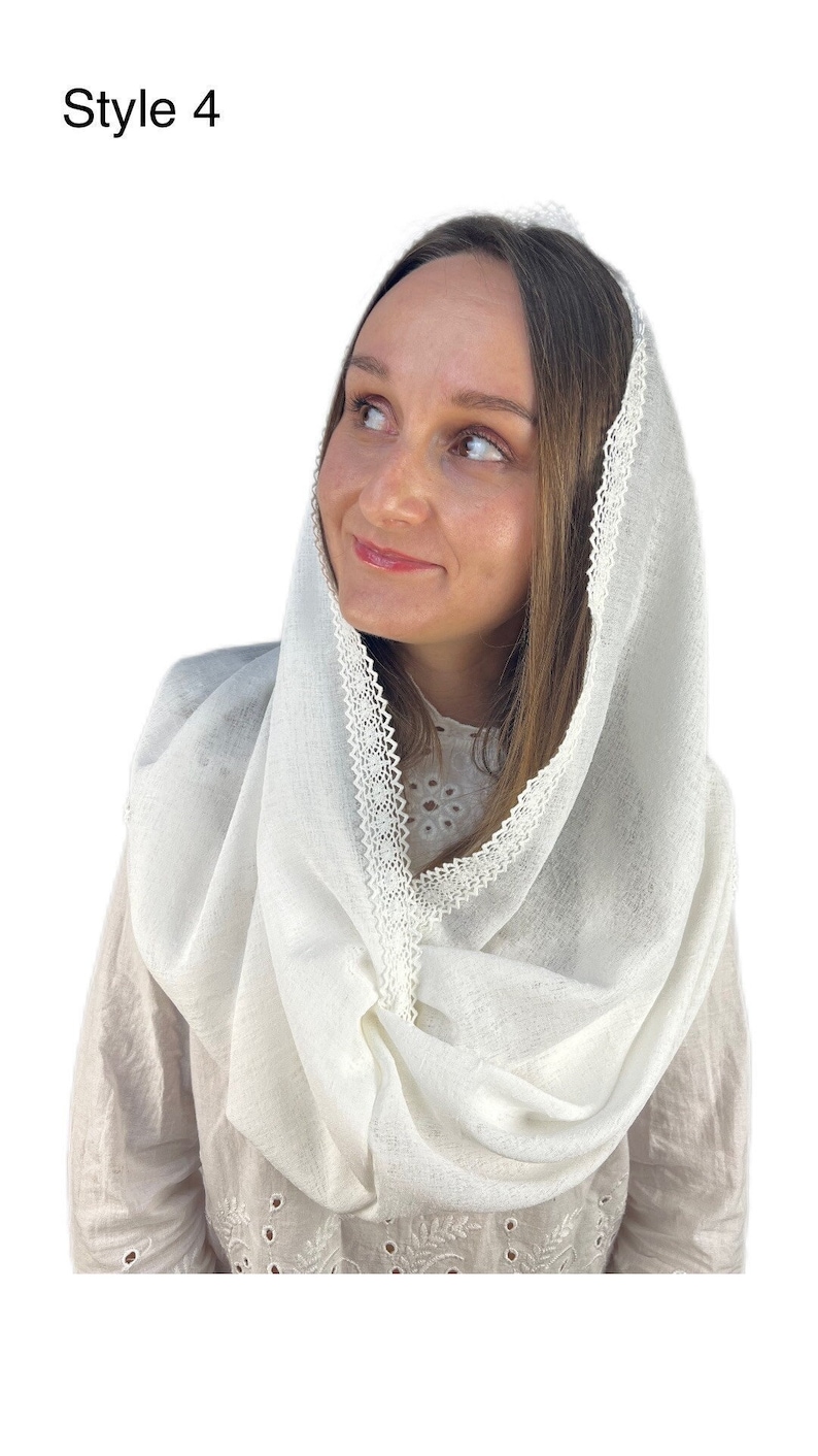 Linen Chapel Veil for Mass, Wedding Head Veil, Traditional Catholic ...