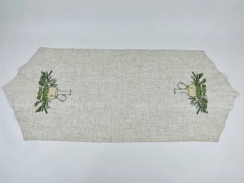 Linen Beige Runner With Greek Embroidery, Italian Linen Table Runner ...