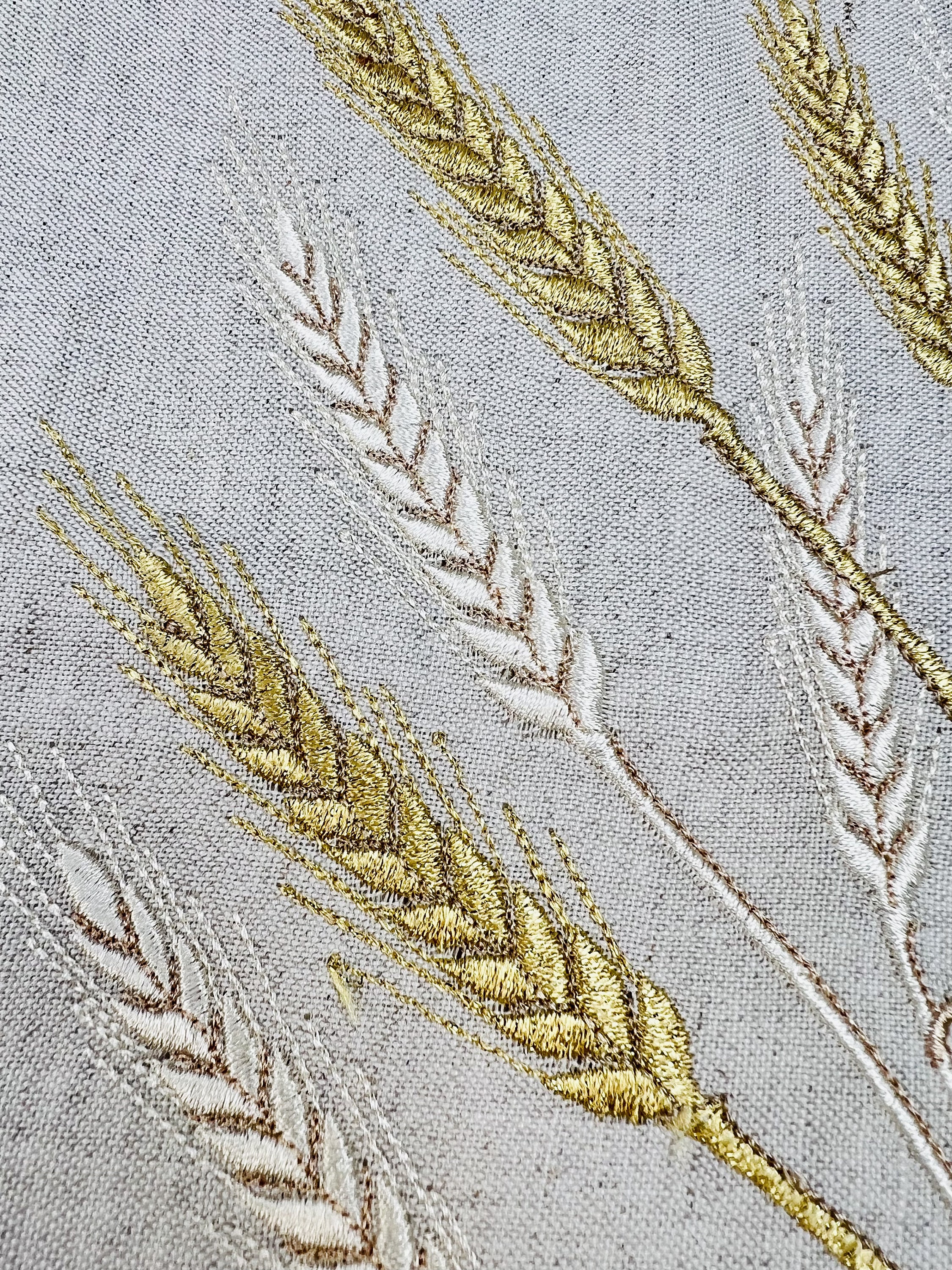 Linen Embroidered Beige Grain Runner, Wheat Linen Table Runner, Wheat ...
