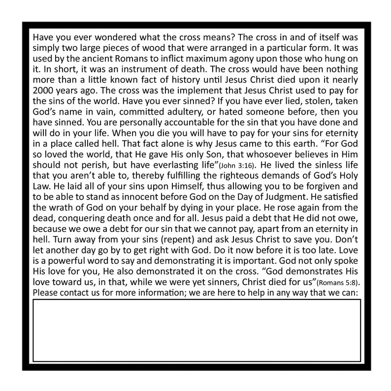 Cross Tract | Pack of 50 | Christian Gospel Tracts | Bible Tracts ...