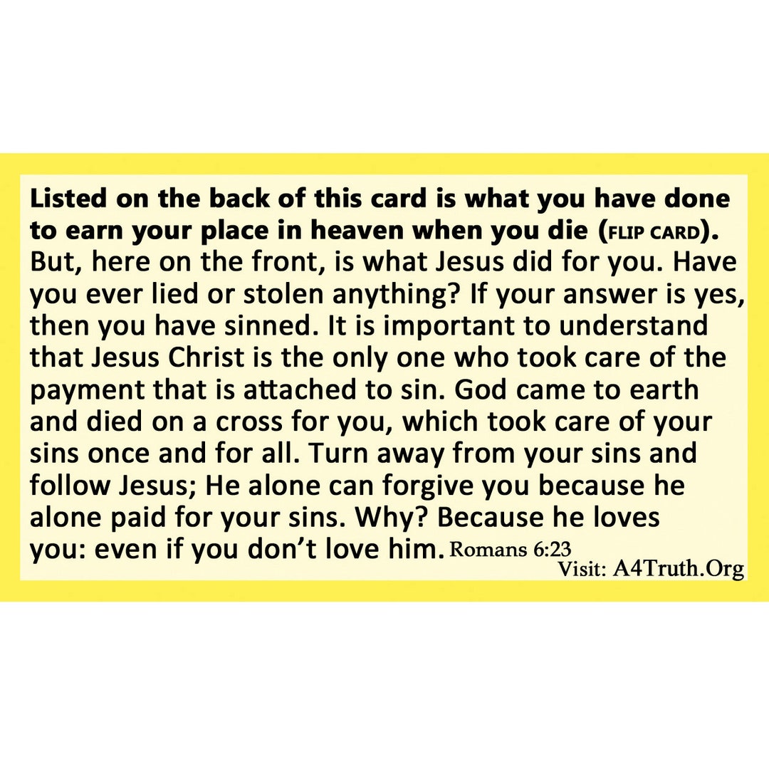 Yellow Card | Pack of 50 | Gospel Tracts | Bible Tracts - Etsy