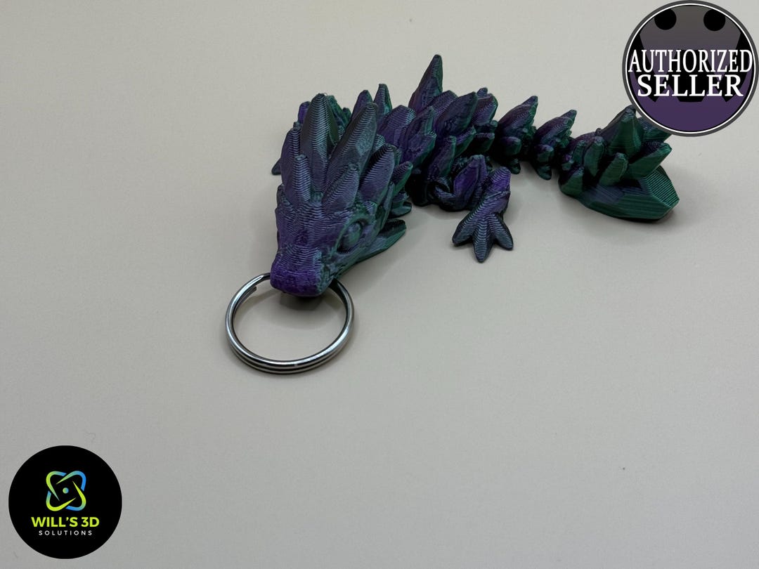 3D Printed Gemstone Dragon Keyring - Etsy