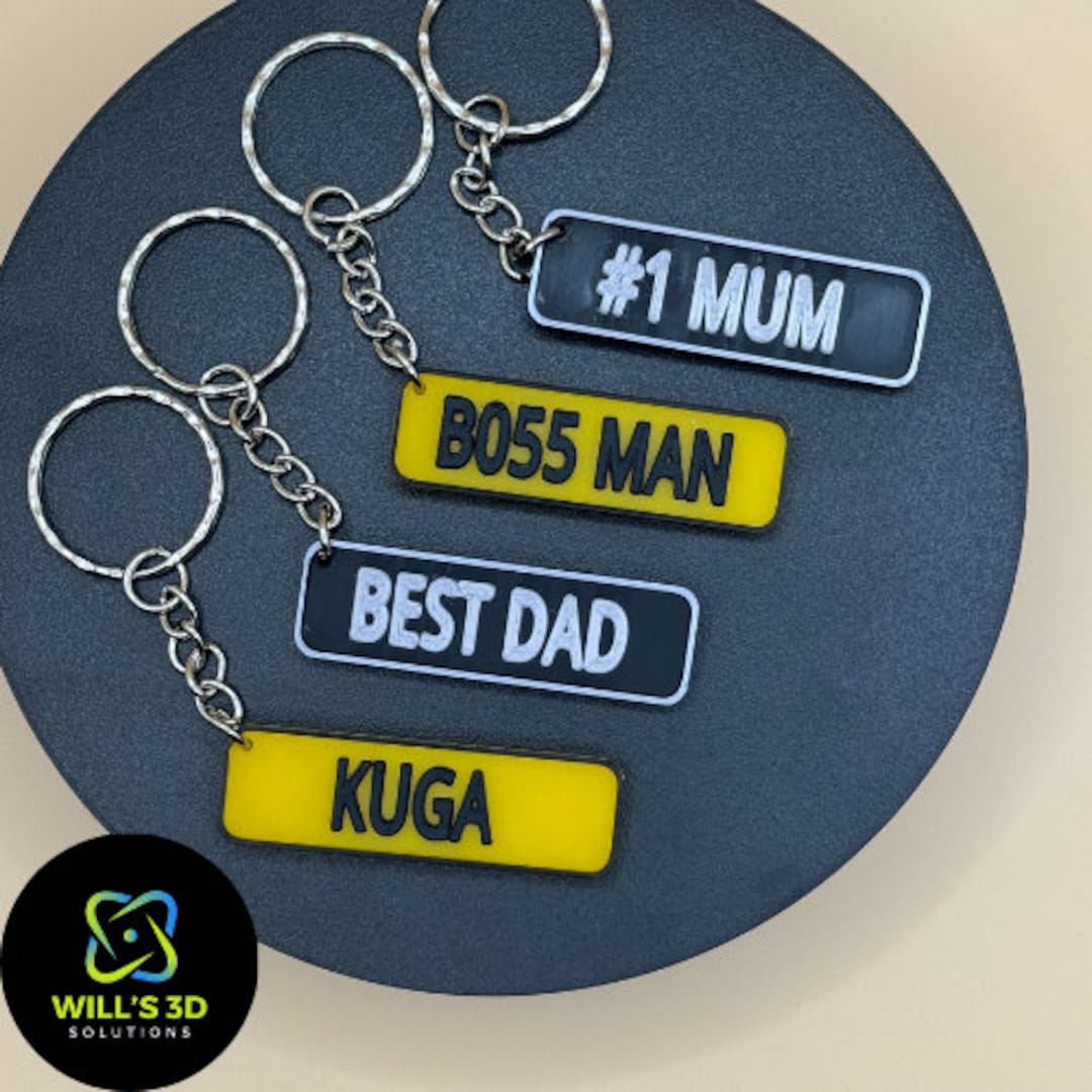 3D Printed Number Plate Keyring - Etsy