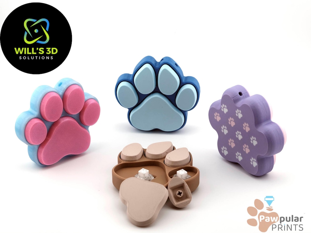 Paw Print 3D Printed Clicker Fidget Cat Version - Etsy