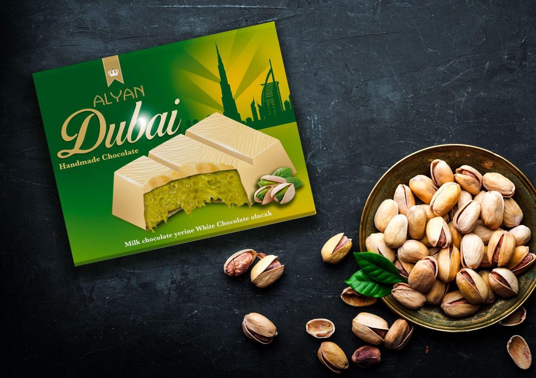 Alyan Dubai Chocolate White Chocolate With Pistachio Cream 100g - Etsy