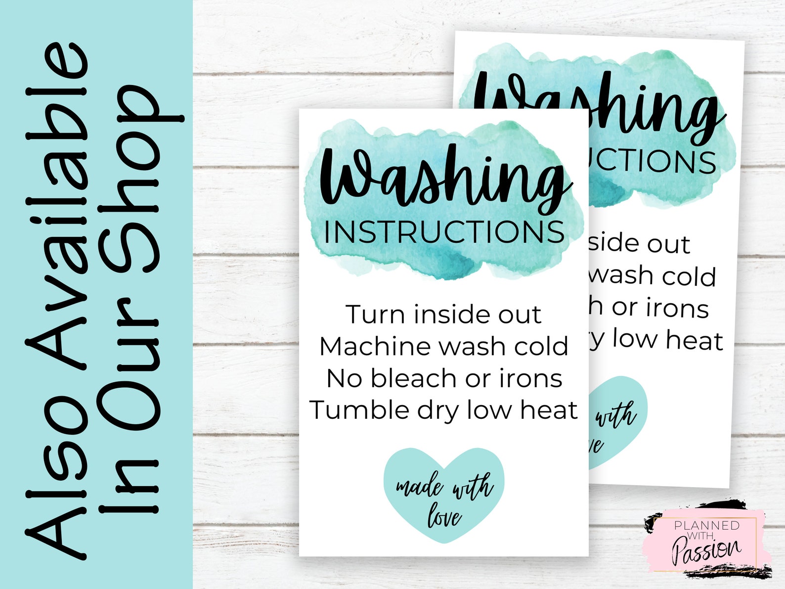 Printable Small Business Washing Instructions Care Card - Etsy