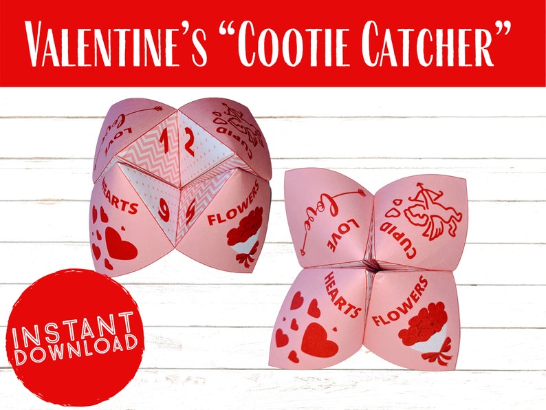 Printable Kids Valentine's Day Card Cootie Catcher | Etsy