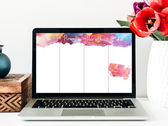 Organizational Desktop Wallpaper Watercolors Paints Desktop | Etsy