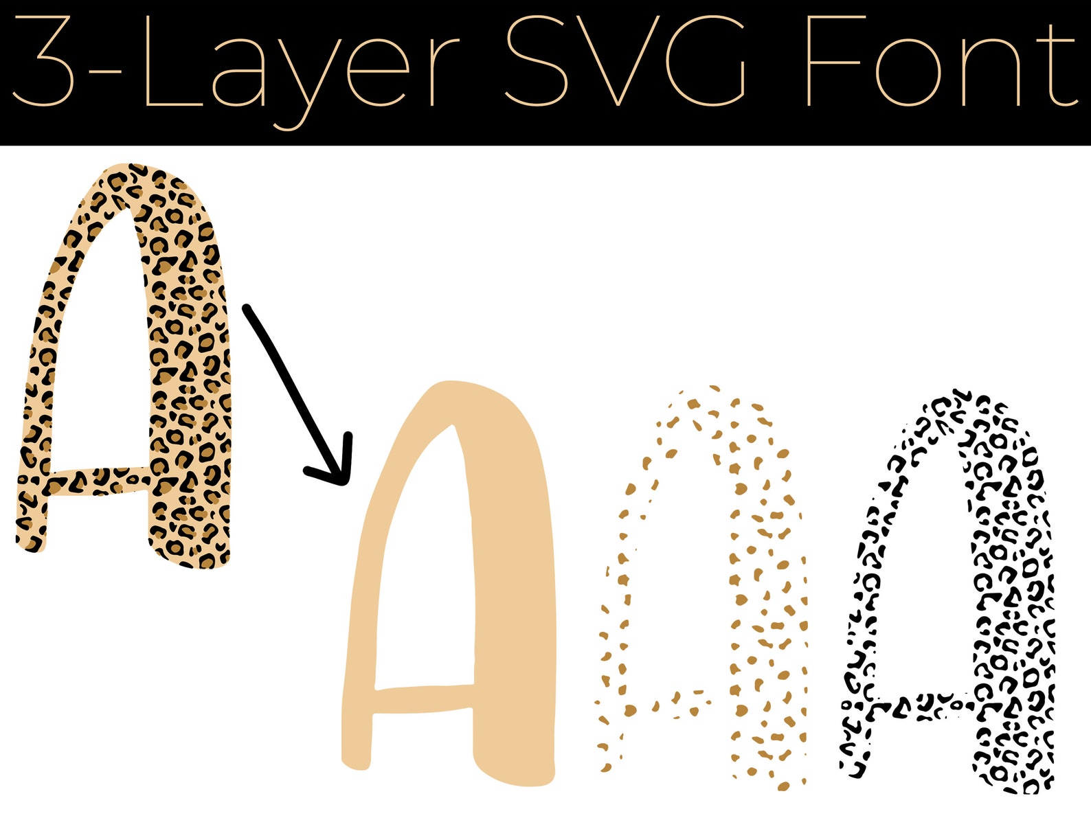 Leopard Print Multi Layer Font SVG Alphabet Clipart Fonts - Etsy
