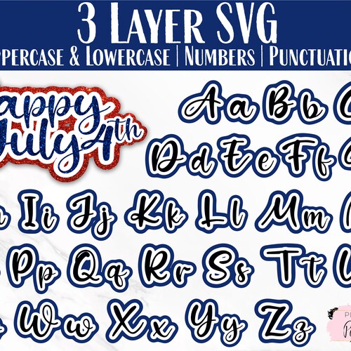 Layered Cursive Font SVG Alphabet SVG Fonts for Cricut - Etsy