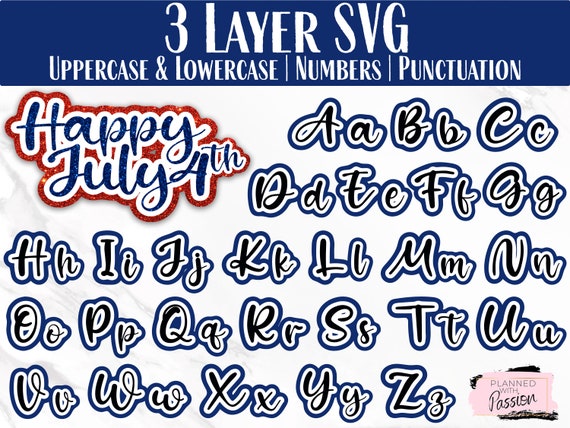 Layered Cursive Font SVG Alphabet Clipart for Vinyl Letters - Etsy