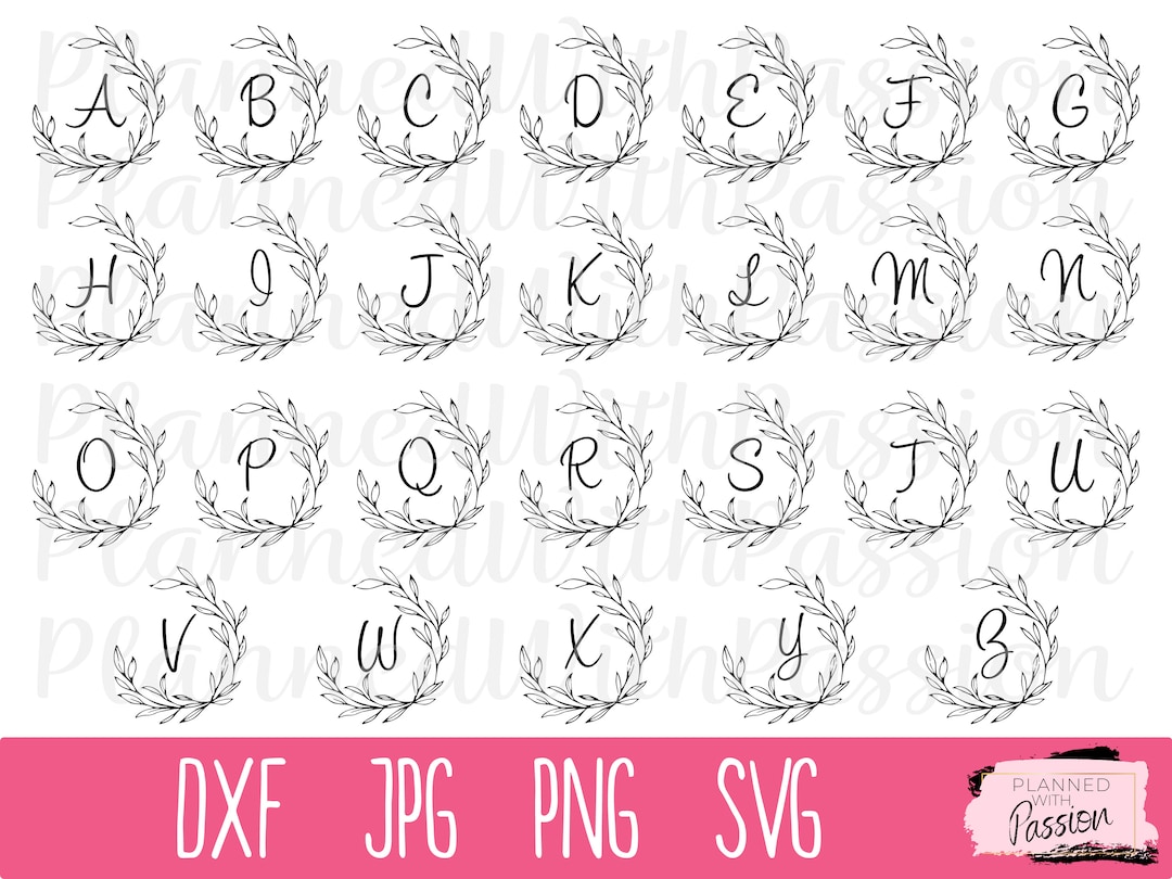 Laurel Wreath Monogram Font SVG Alphabet (digital Download) - Etsy
