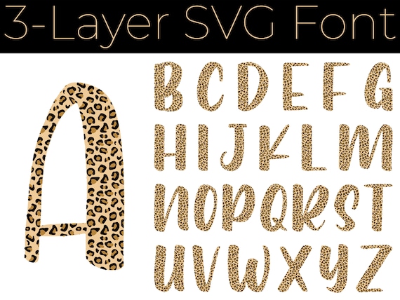 Leopard Print Multi Layer Font SVG Alphabet Clipart Fonts - Etsy
