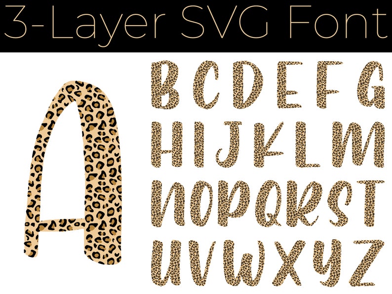 Leopard Print Multi Layer Font SVG Alphabet Clipart Fonts - Etsy