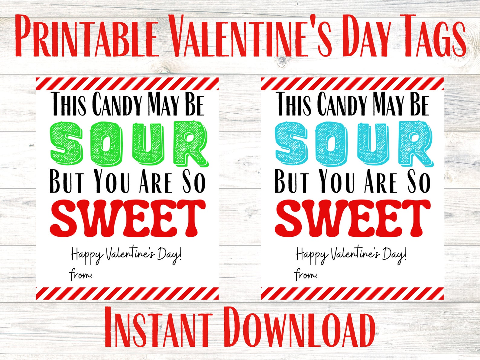 Printable Valentines Day Tags Sour but Sweet INSTANT | Etsy