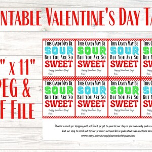 Printable Valentines Day Tags Sour but Sweet - INSTANT DOWNLOAD - Etsy
