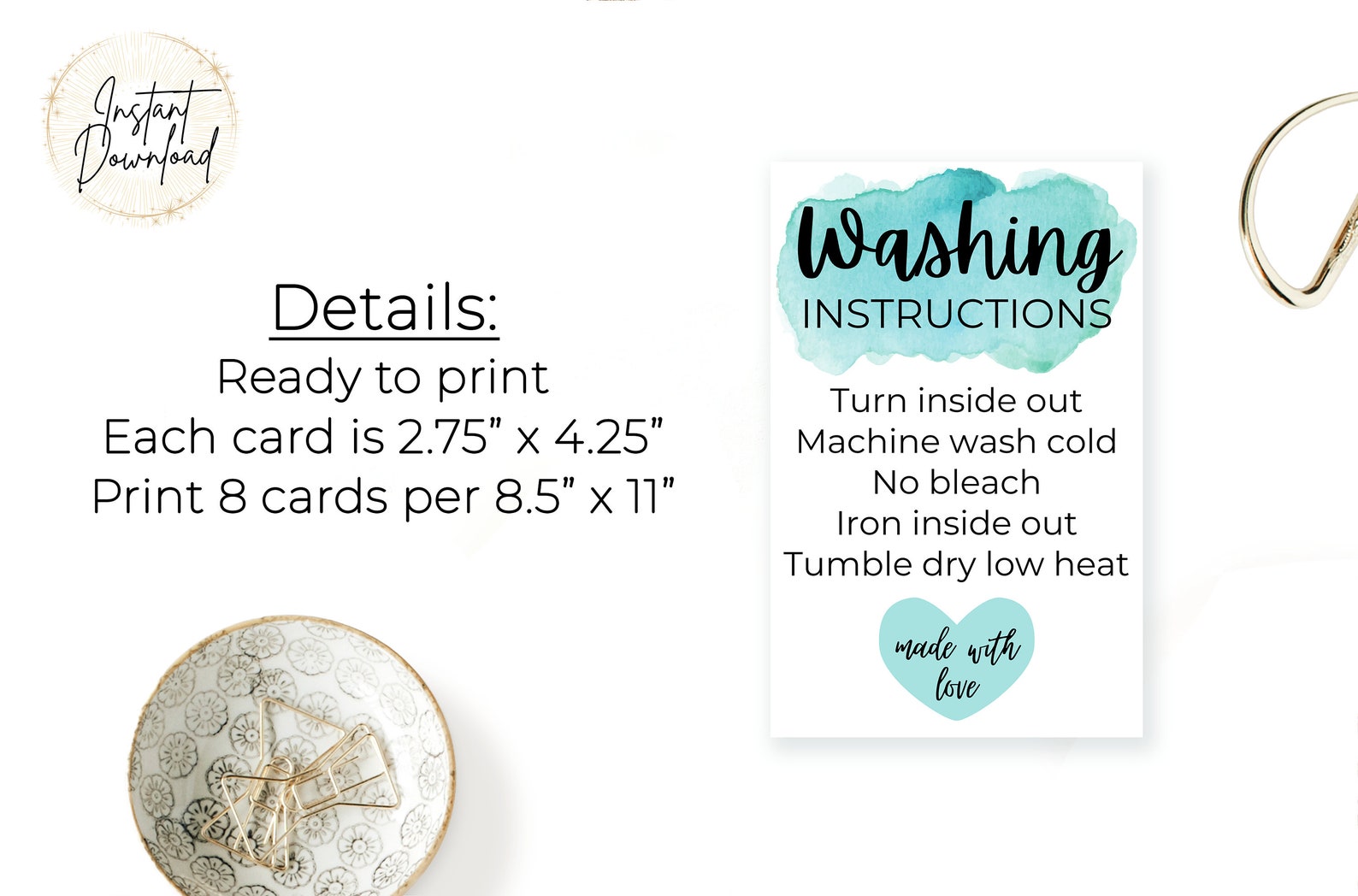 Printable Washing Instructions Care Cards for Your Small - Etsy