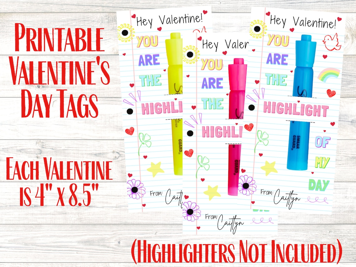 Highlighter Printable Valentines Day Tags You Are the Highlight of My ...