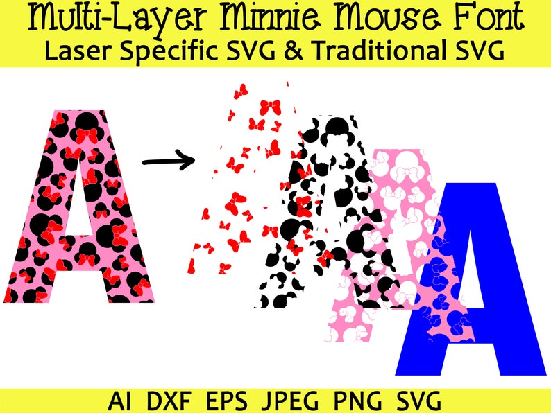 Minnie Mouse Font SVG Minnie Mouse SVG Layer Font SVG - Etsy