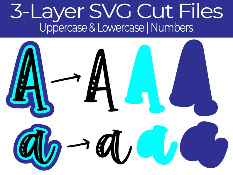 Cursive Font SVG Alphabet Clipart Fonts for Cricut Script - Etsy