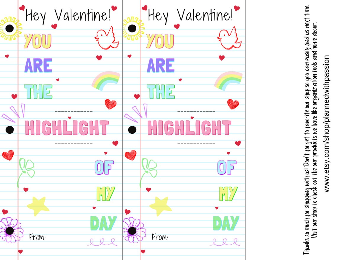 Highlighter Printable Valentines Day Tags You Are the | Etsy