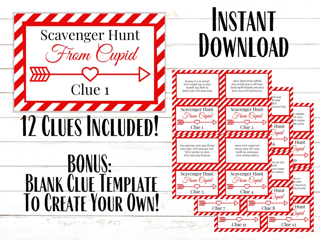 Valentine's Day Scavenger Hunt From Cupid - INSTANT DOWNLOAD - Etsy