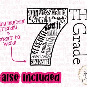 Seventh Grade SVG: Back to School Shirt Design (digital Download) - Etsy