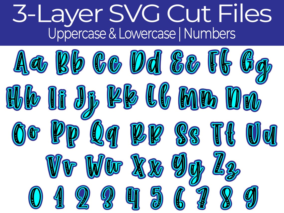 Cursive Font SVG Alphabet Clipart Fonts for Cricut Script | Etsy