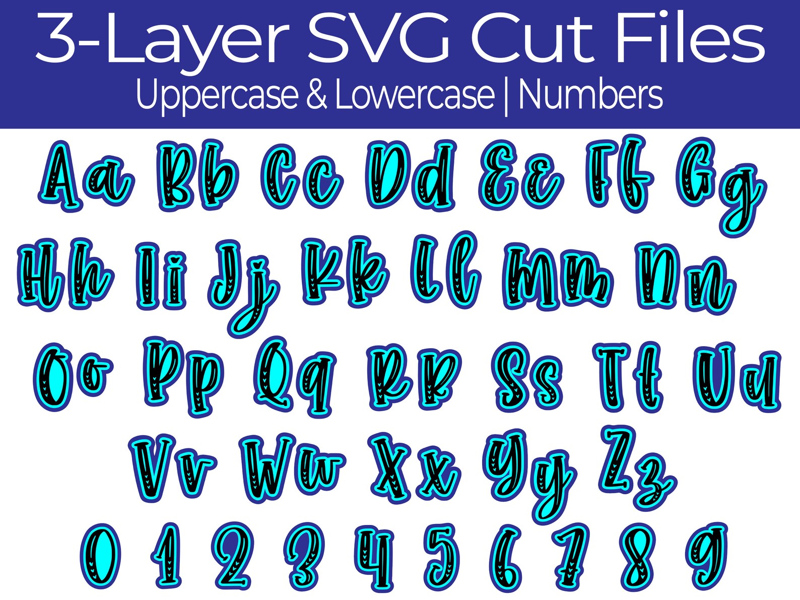 Cursive Font SVG Alphabet Clipart Fonts for Cricut Script | Etsy