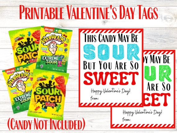 Printable Valentines Day Tags Sour but Sweet INSTANT | Etsy