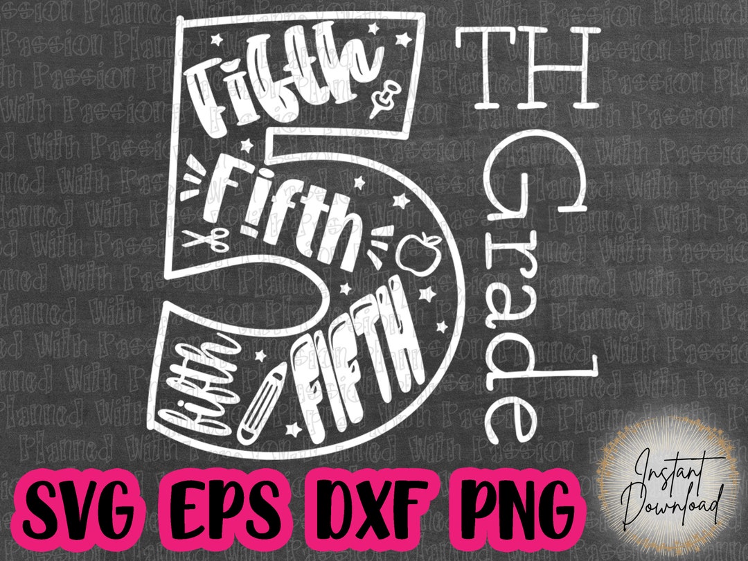 Fifth Grade SVG: Back to School Shirt Design (digital Download) - Etsy