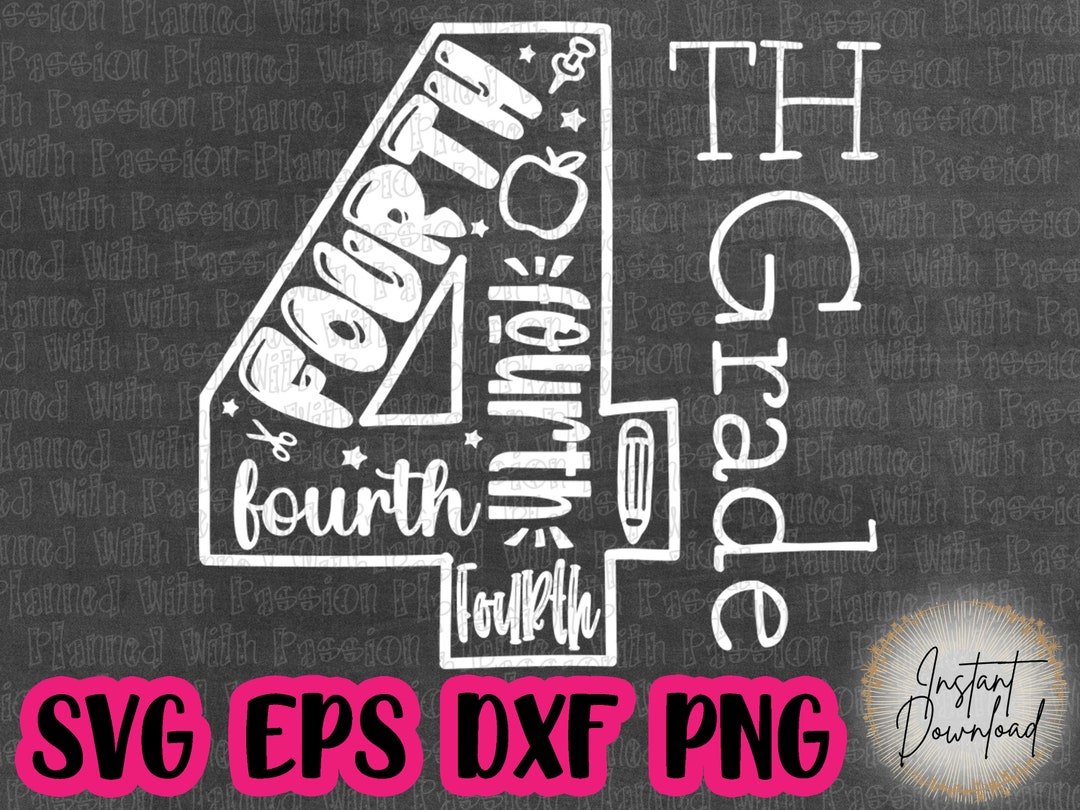 Fourth Grade SVG: Back to School Shirt Design (digital Download) - Etsy