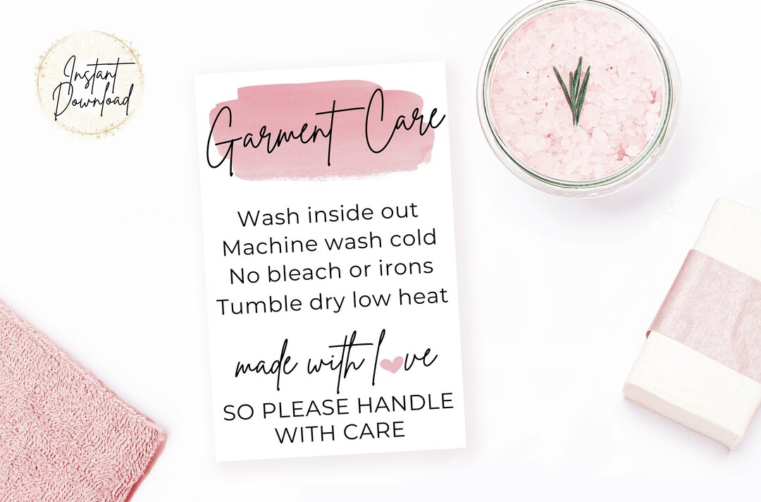 Printable Small Business Washing Instructions Care Card - Digital ...