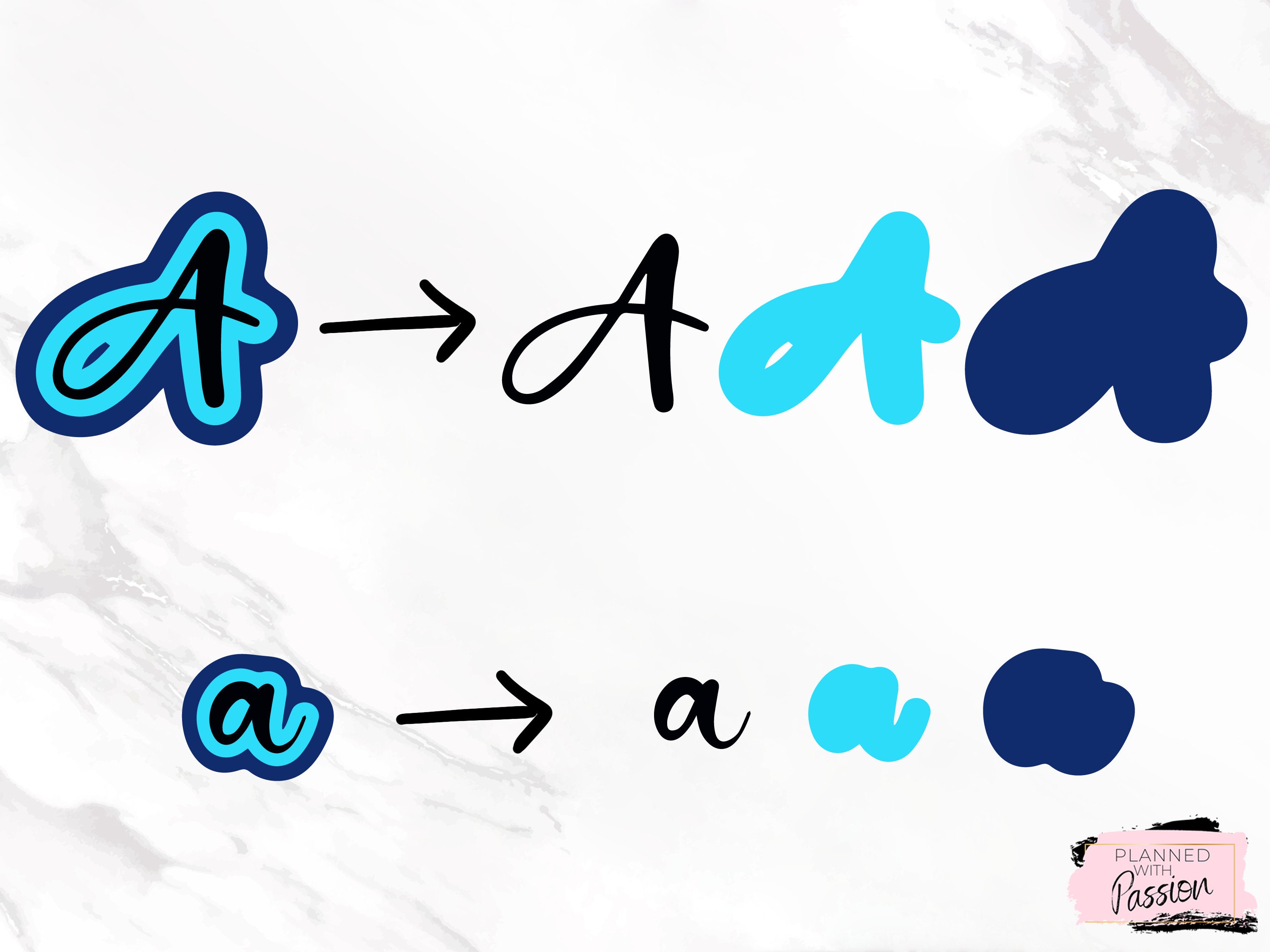 Layered Cursive Font SVG Alphabet Clipart for Vinyl Letters - Etsy